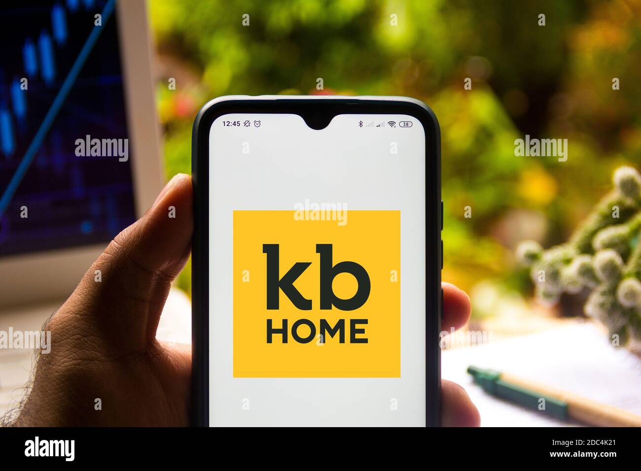 In this photo illustration the KB Home logo seen displayed on a ...
