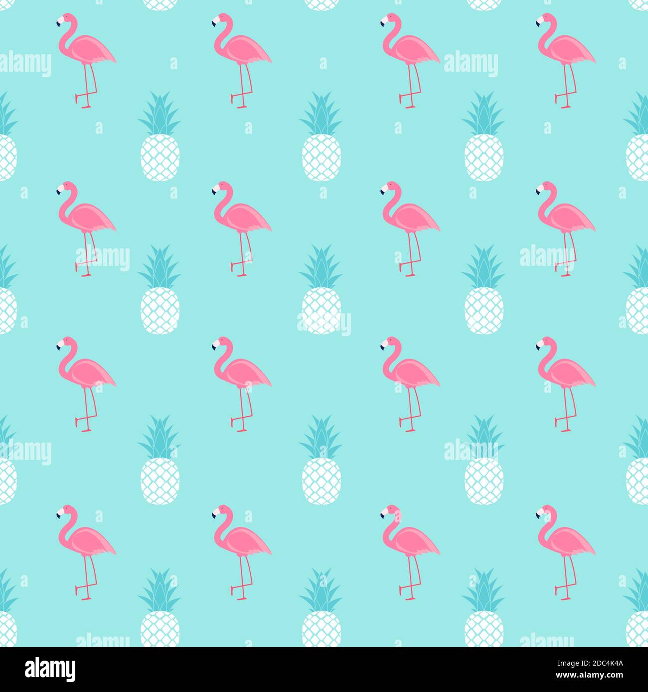Tropic fruit Pineapple and Pink Flamingo seamless pattern background ...