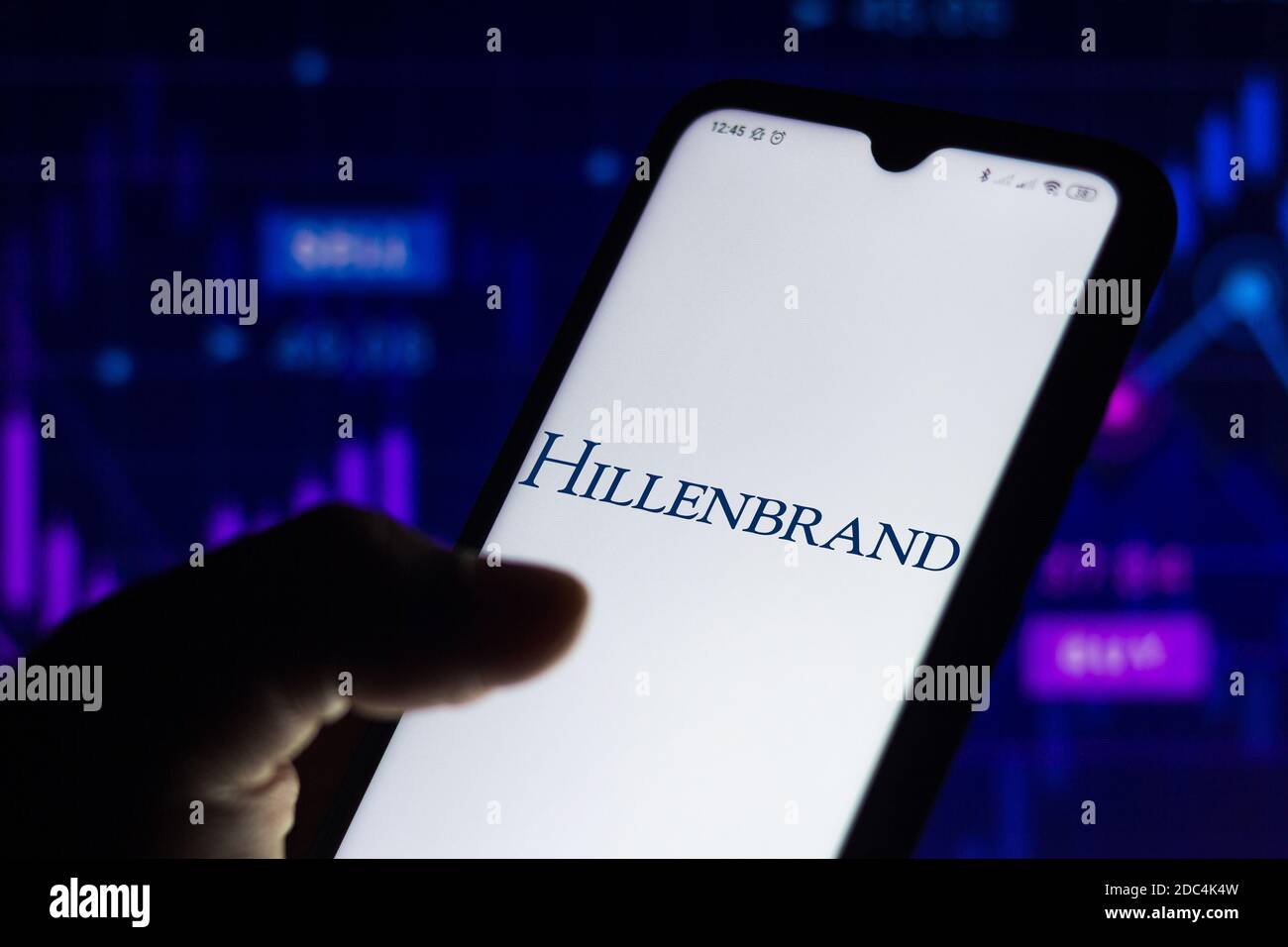 In this photo illustration the Hillenbrand logo seen displayed on a ...