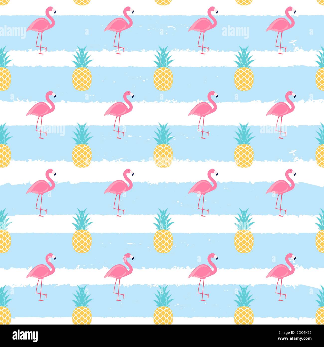 Tropic fruit Pineapple and Pink Flamingo seamless pattern background ...