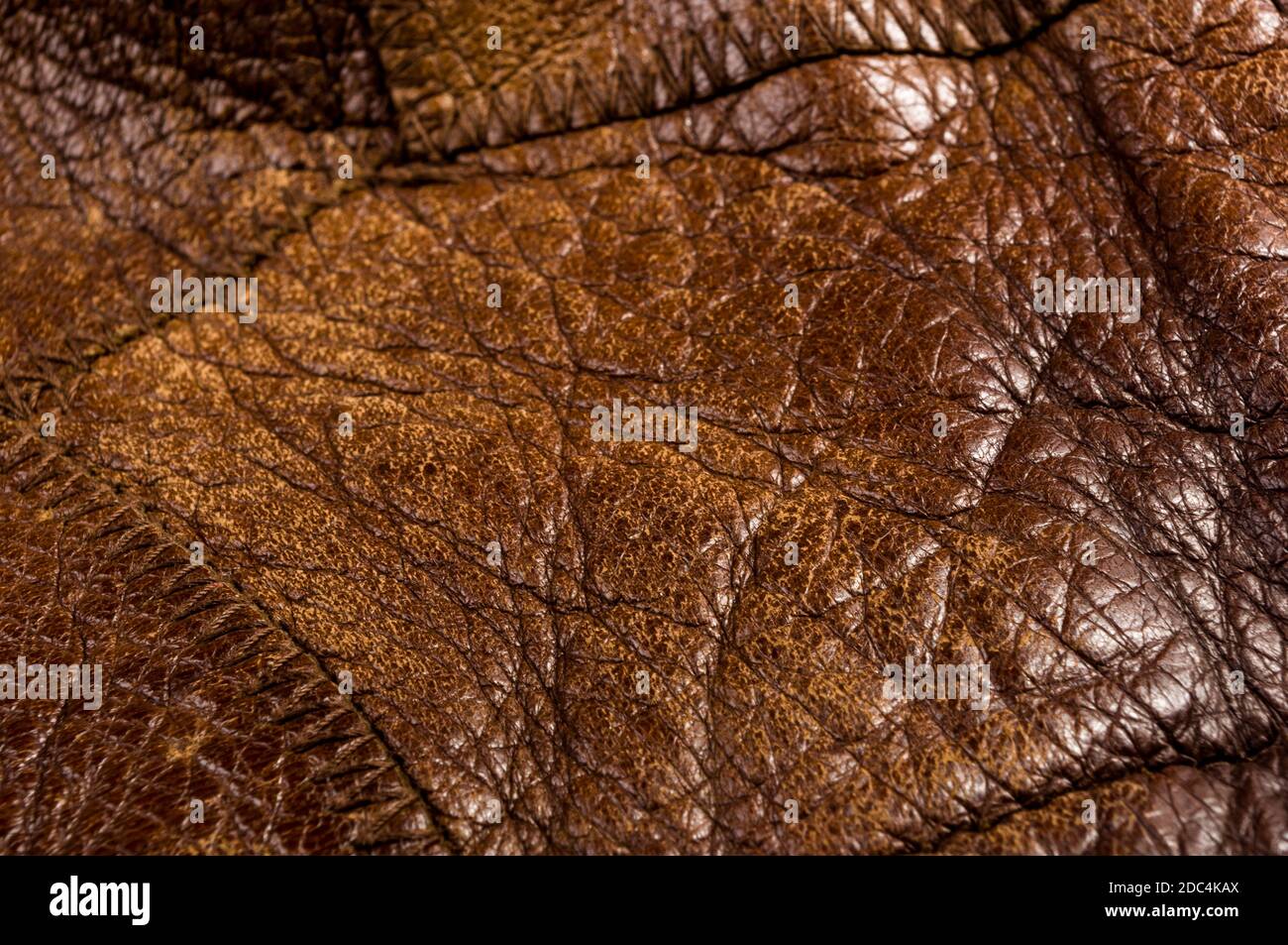 Old vintage genuine soft brown leather texture background, top layer ...