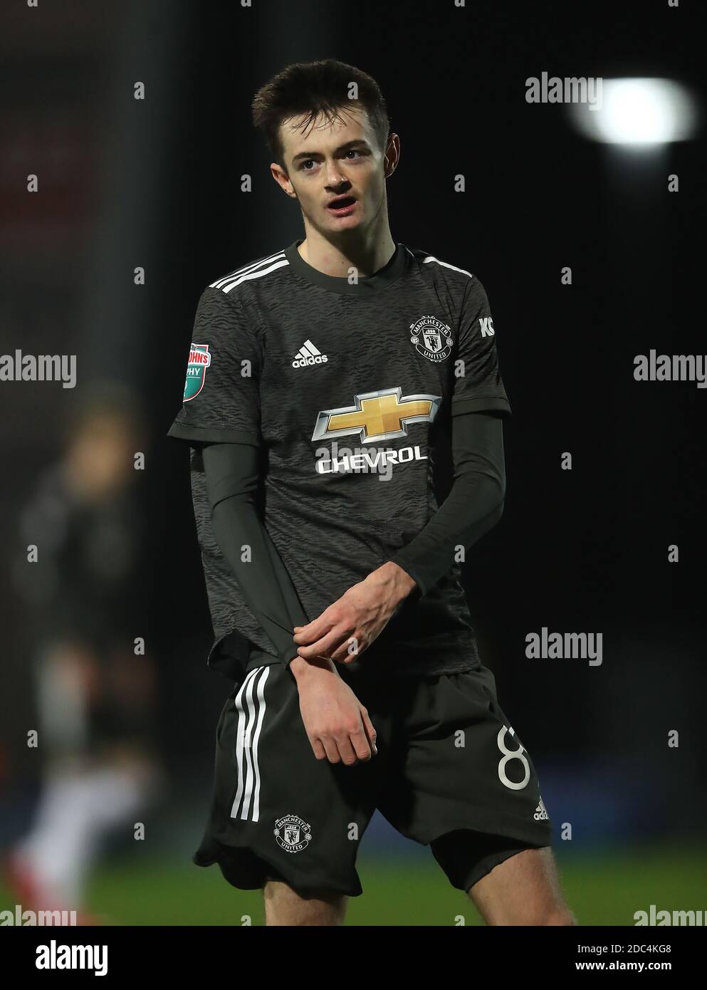 Manchester United's Joe Hugill during the Papa John's Trophy match at ...
