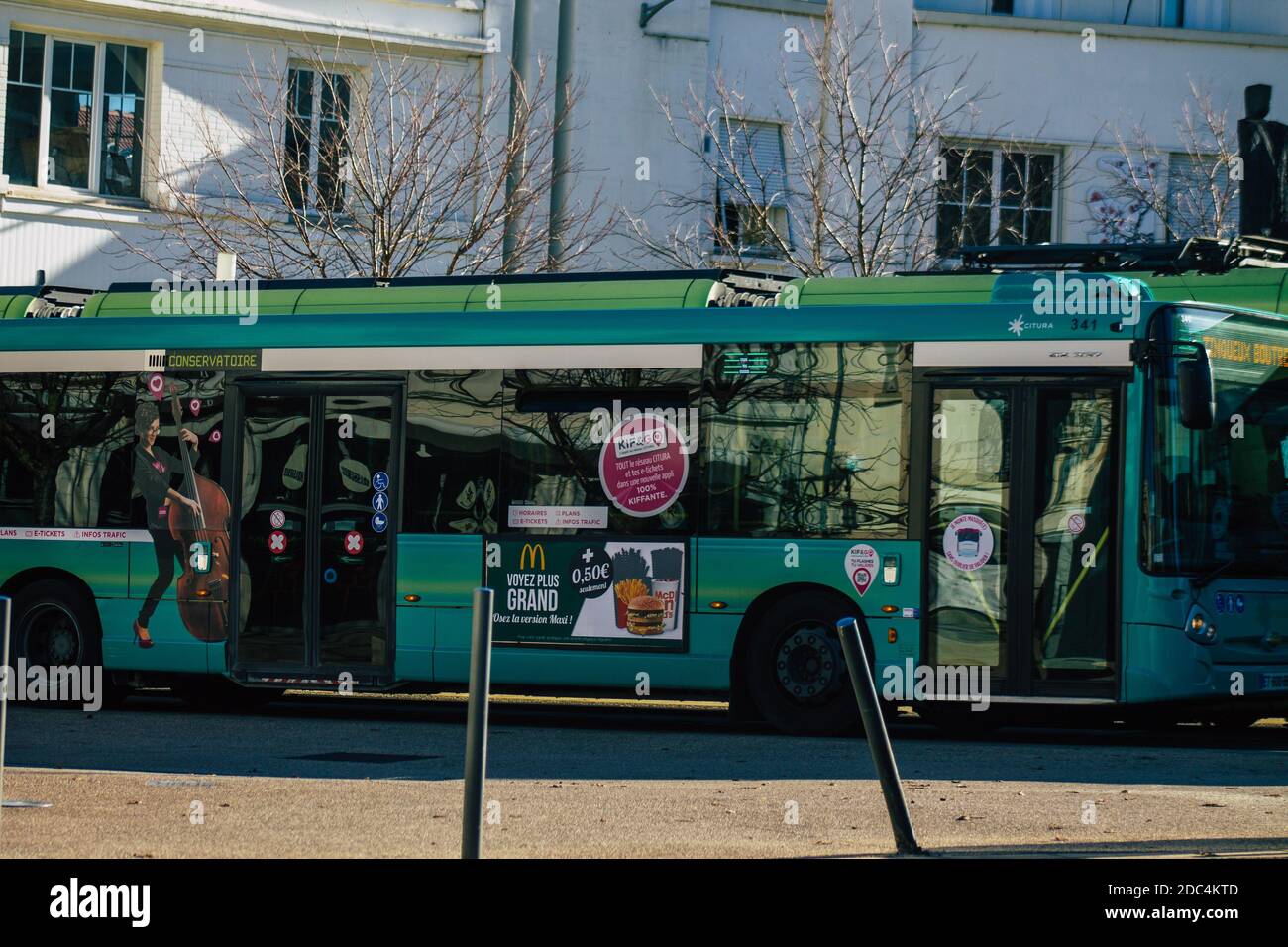 Reims France November 18, 2020 View of a traditional city bus for ...