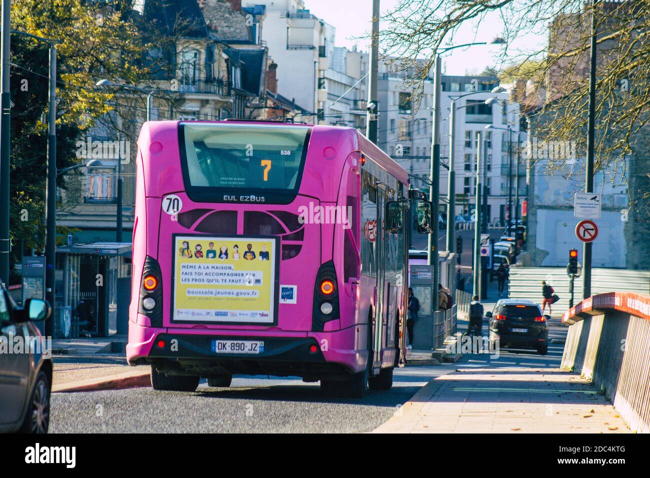 Reims France November 18, 2020 View of a traditional city bus for ...