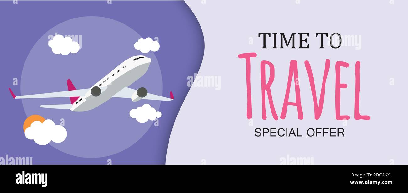 Time to Travel Template Background with Airplane. Illustration Stock ...