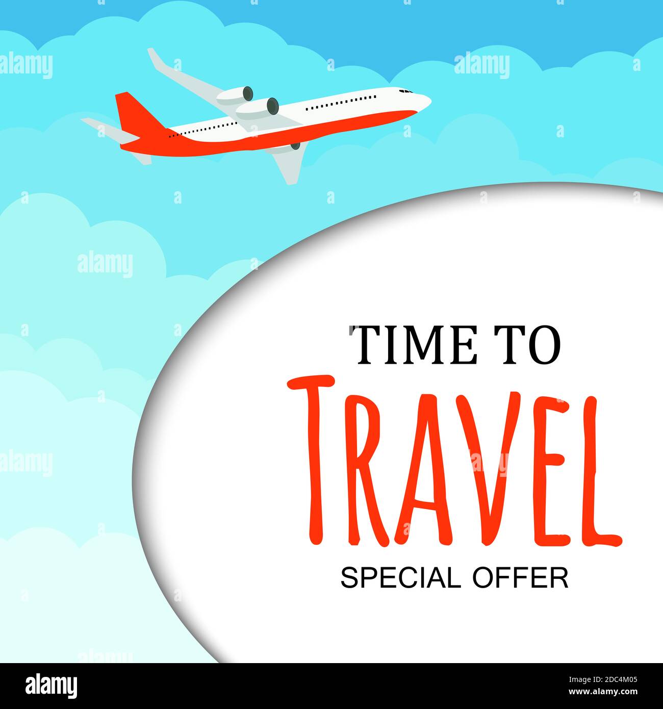 Time to Travel Template Background with Airplane. Illustration Stock ...