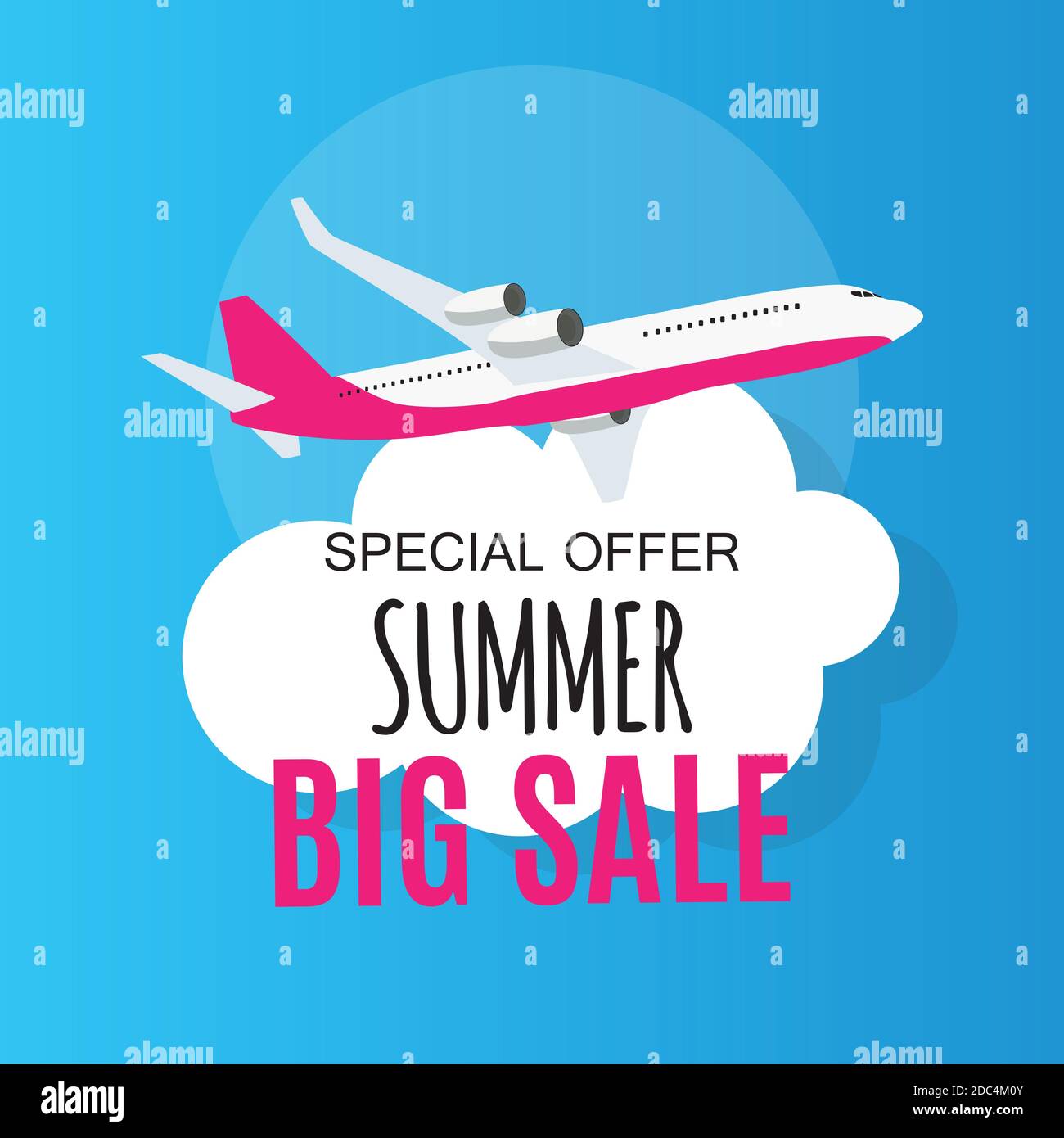 Summer Big Sale Template Background with Airplane. Illustration Stock ...