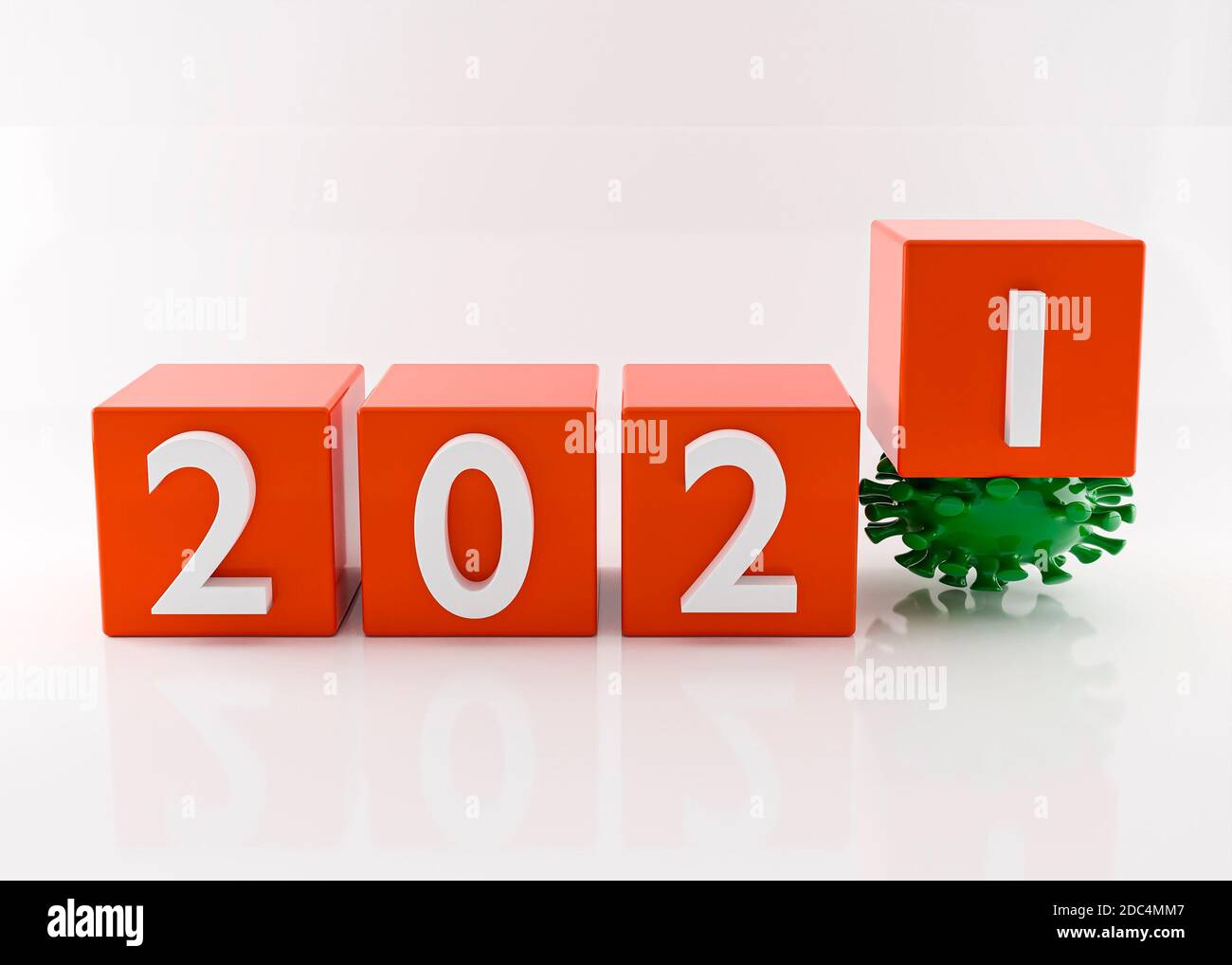 Happy new year 2021. End of 2020 Coronavirus concept. 3d rendering. 3d ...