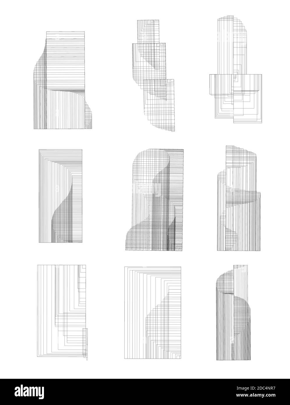 Set of abstract geometric elements and shapes on white background ...