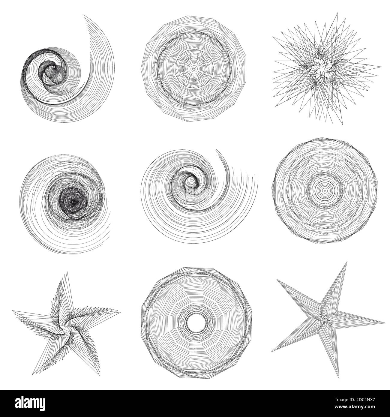 Set of abstract geometric elements and shapes on white background ...