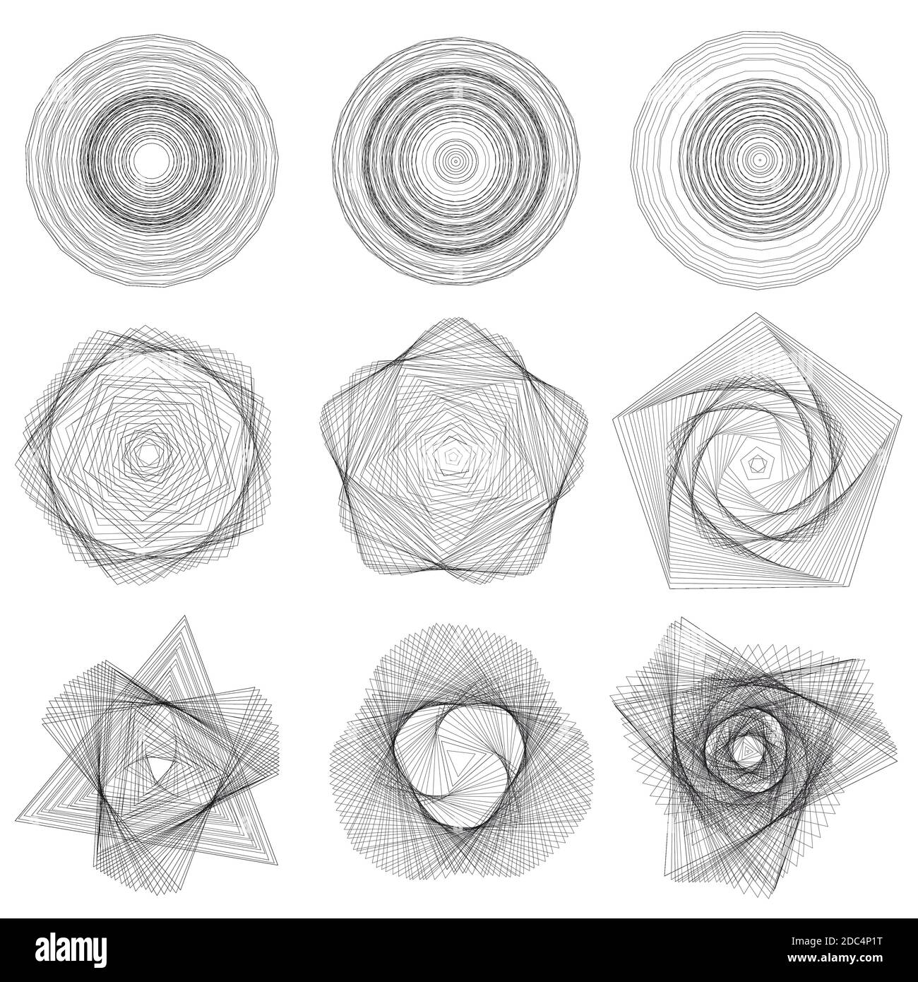 Set of abstract geometric elements and shapes on white background ...