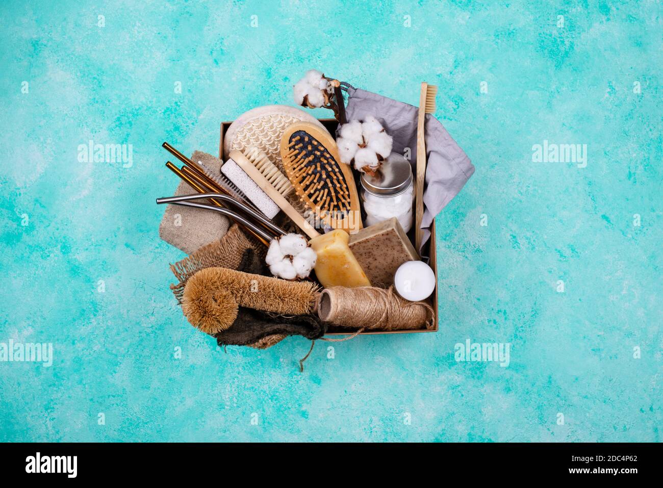 Care package with zero waste eco friendly accessories Stock Photo - Alamy