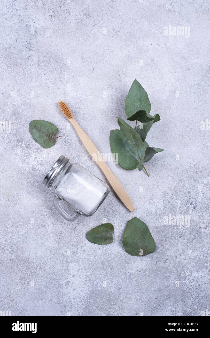 Eco friendly toothbrush and natural dentifrice Stock Photo - Alamy