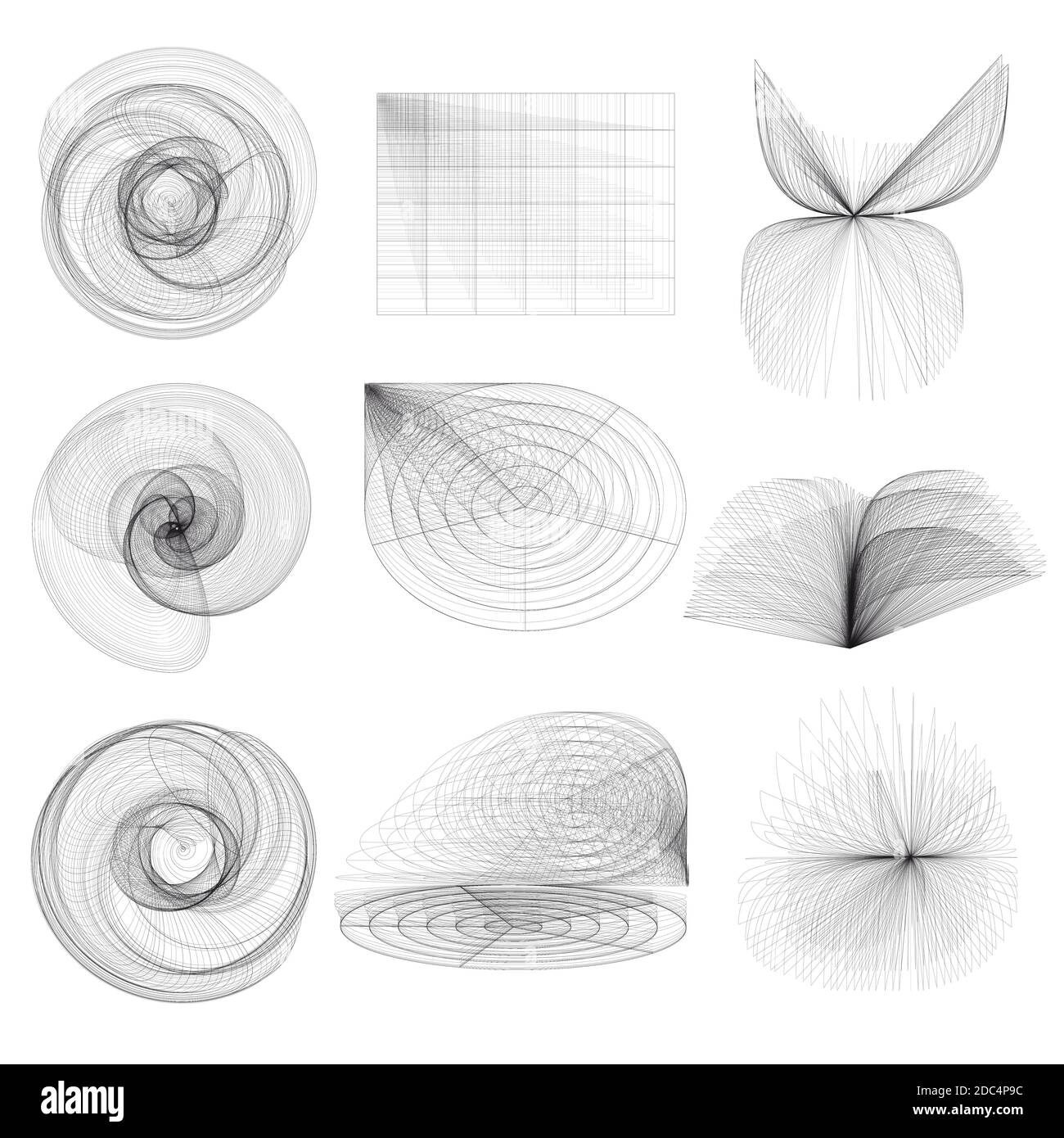 Set of abstract geometric elements and shapes on white background ...