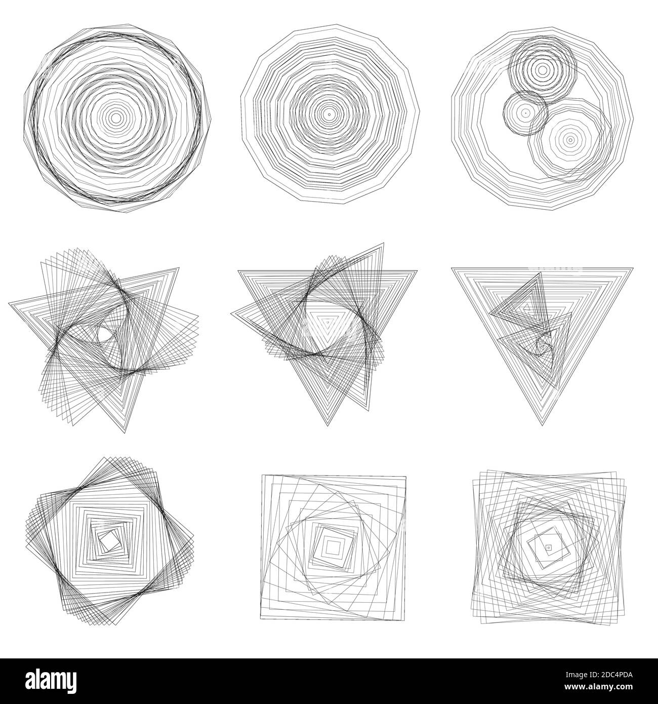 Set of abstract geometric elements and shapes on white background ...