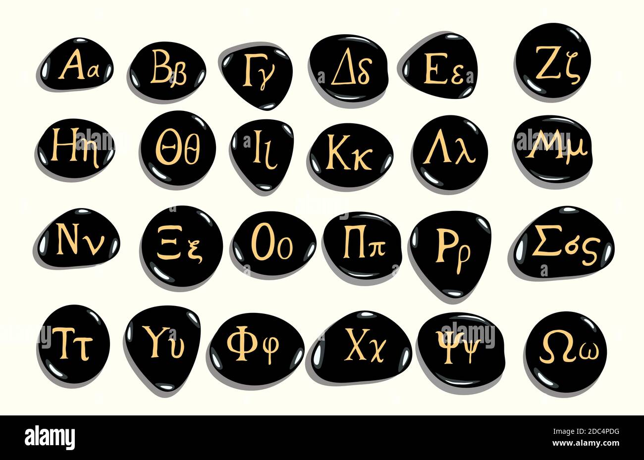 Hand drawn Greek alphabet written in stone , font set, isolated on ...