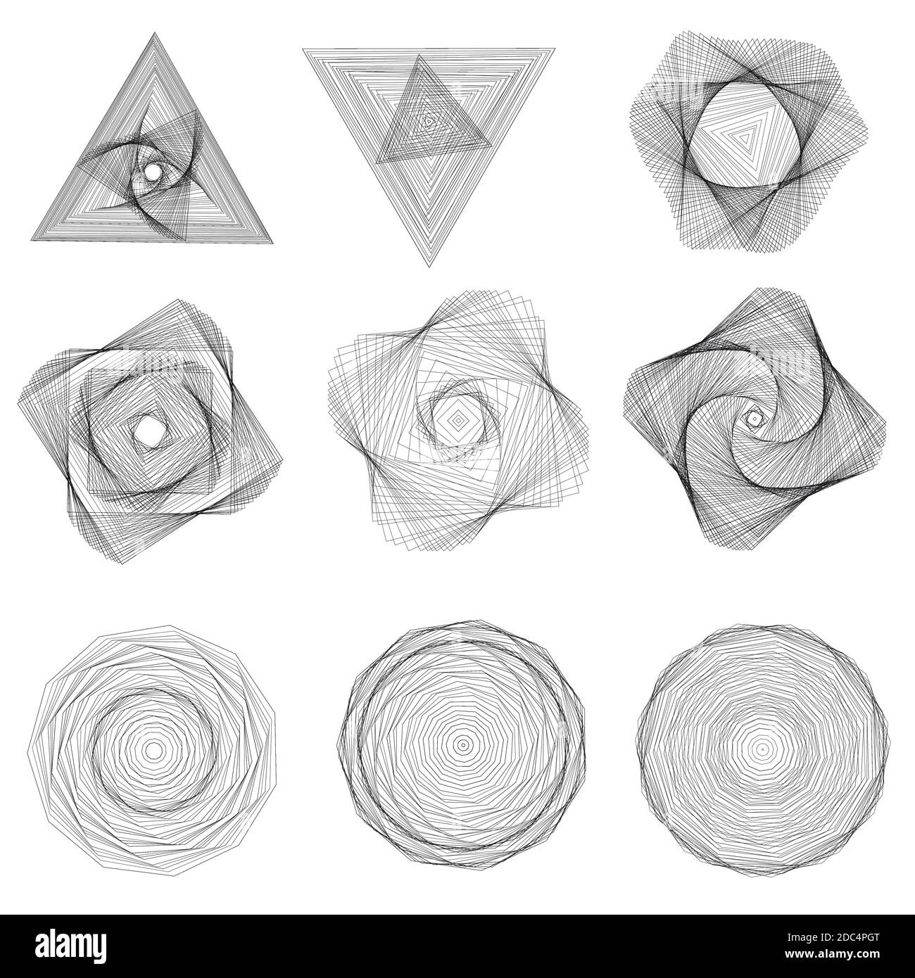Set of abstract geometric elements and shapes on white background ...