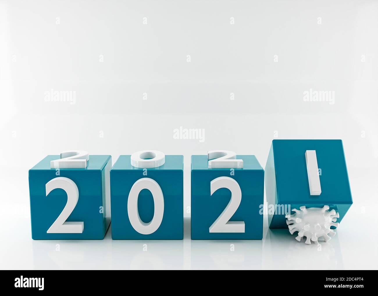 Happy new year 2021. End of 2020 Coronavirus concept. 3d rendering. 3d ...