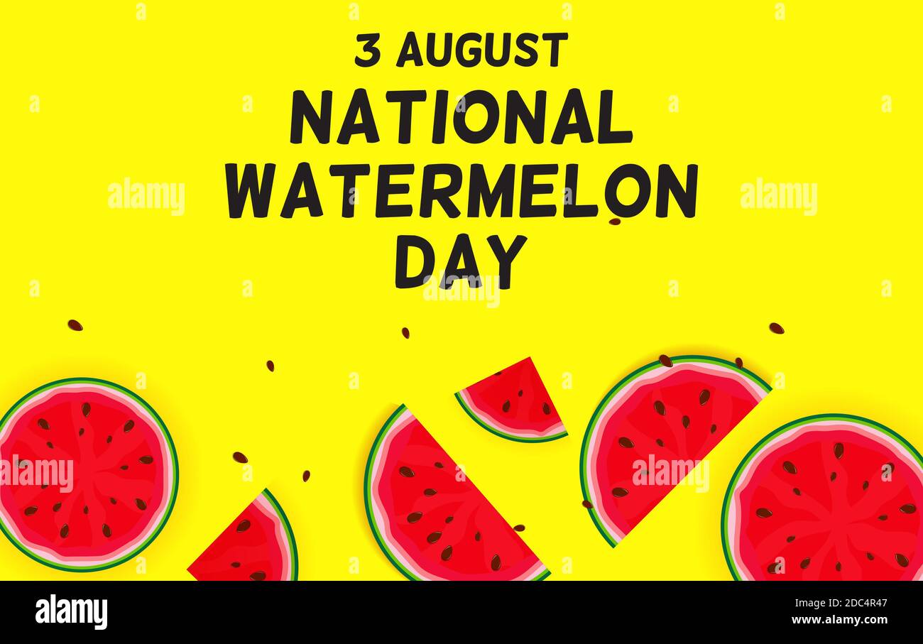August, 3 Watermelon day background illustration Stock Photo - Alamy