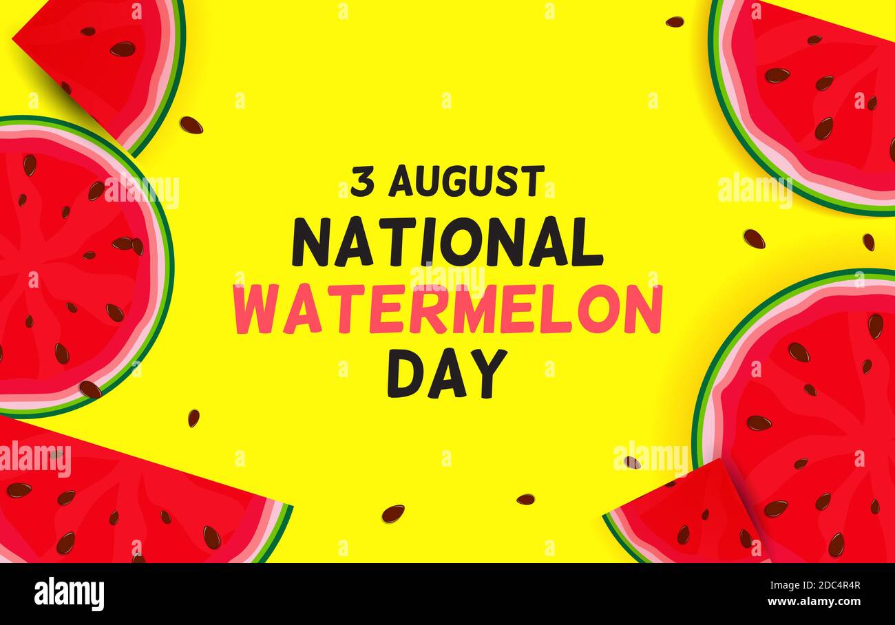August, 3 Watermelon day background illustration Stock Photo - Alamy
