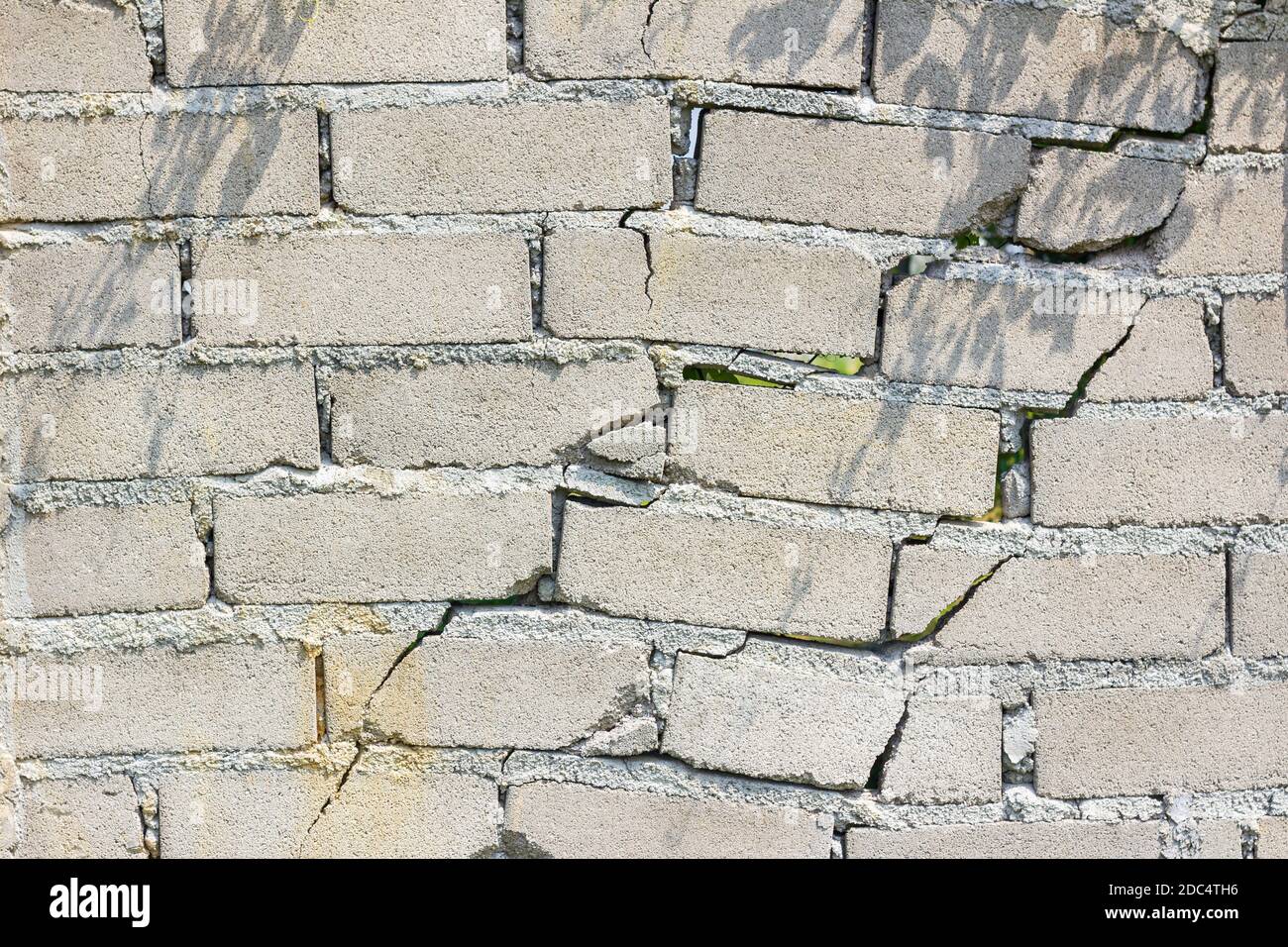 closeup of dangerous wall with cracks in sunshine Stock Photo - Alamy