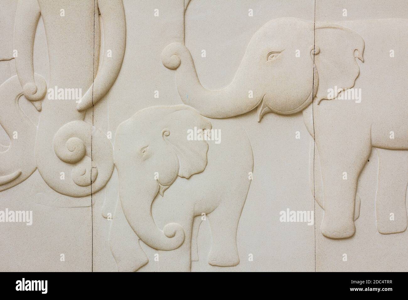elephant texture pattern on stone wall in public thai temple Stock ...