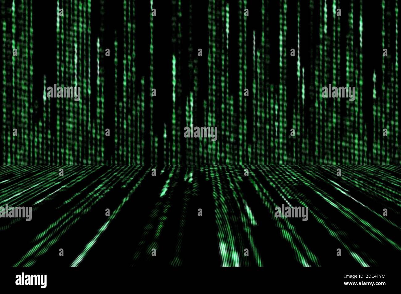 Matrix Computer Generated Symbols On Black Background In Halftone Style
