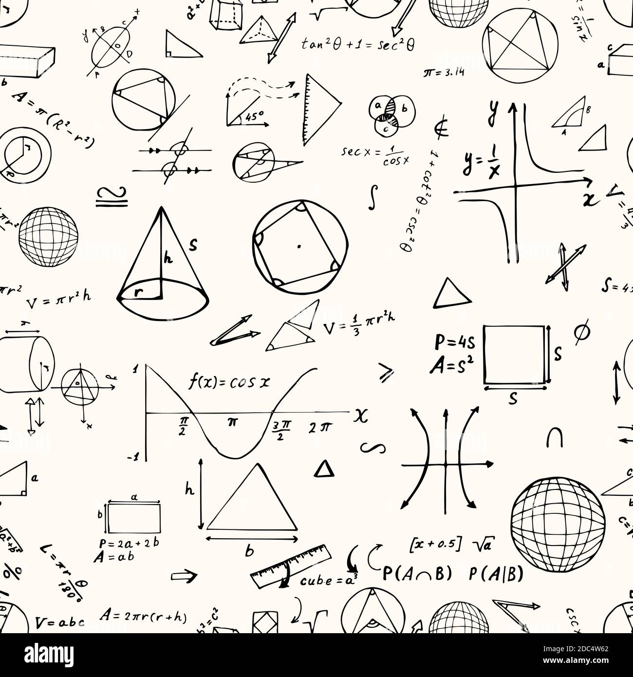 Seamless pattern, hand drawn mathematical formulas and signs isolated ... Seamless pattern, hand drawn mathematical formulas and signs isolated ...