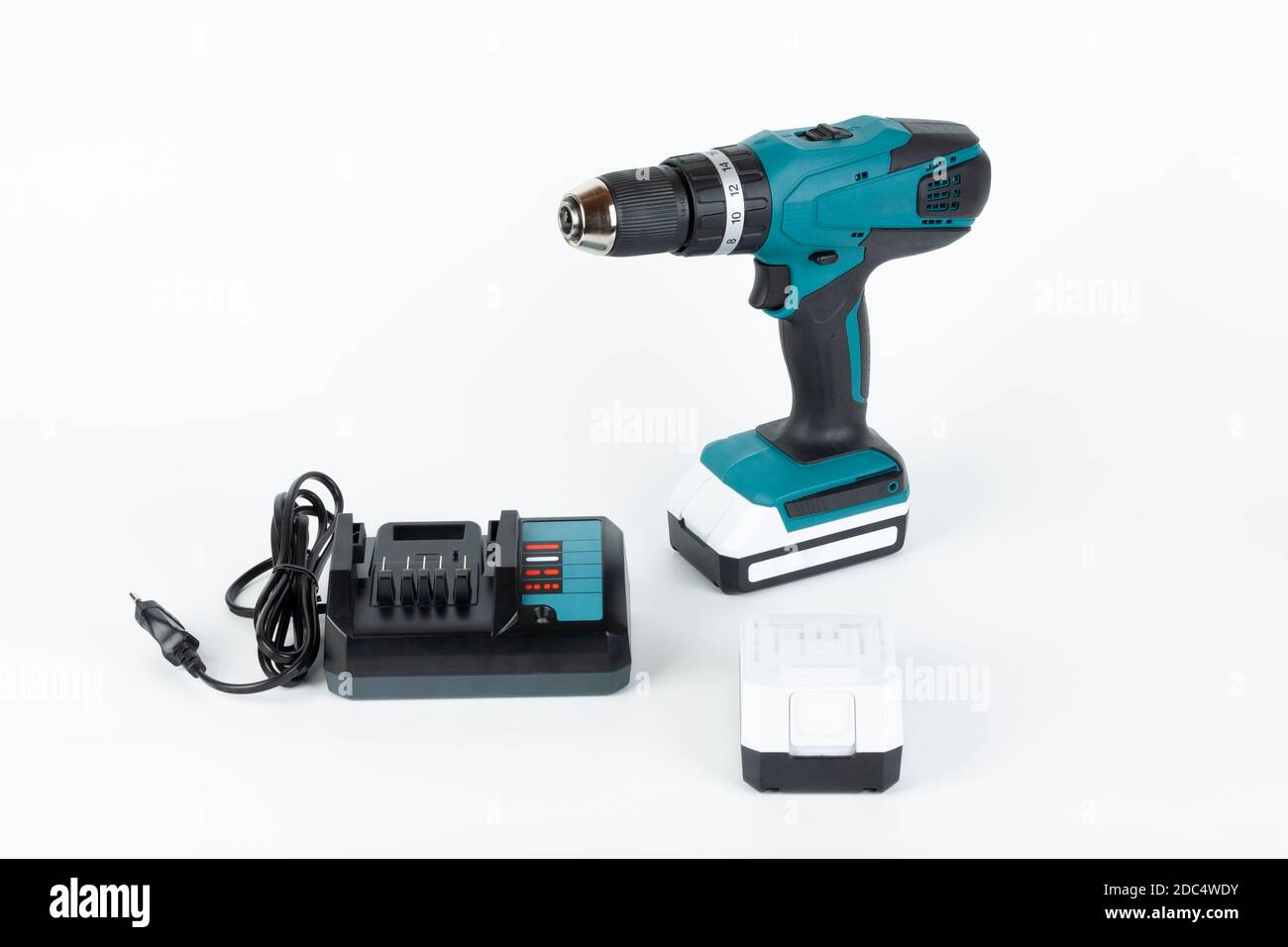 Cordless hammer screwdriver drill, battery charger and second battery ...