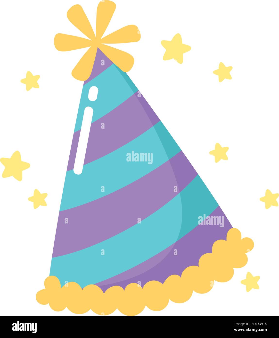 happy birthday striped party hat celebration cartoon vector ...