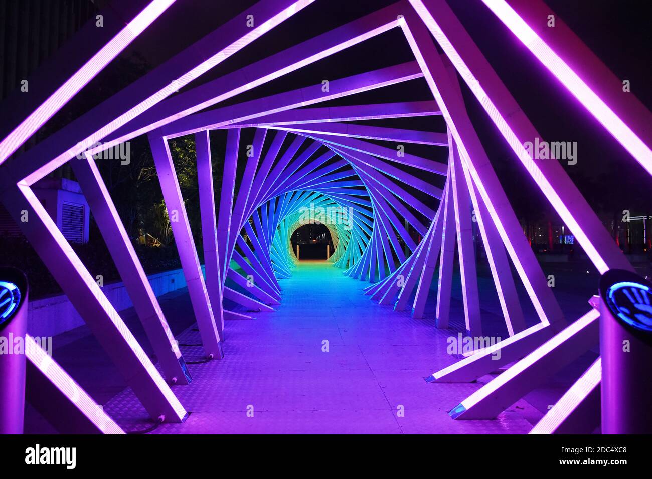 Colorful square revolving archway in Shenzhen Railway Station Stock ...