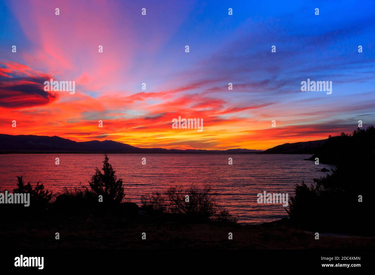 sunrise over canyon ferry lake winston, montana Stock Photo - Alamy