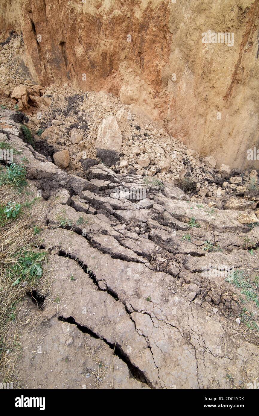 Soil landslide on slopes after degradation of the soil rain or ...