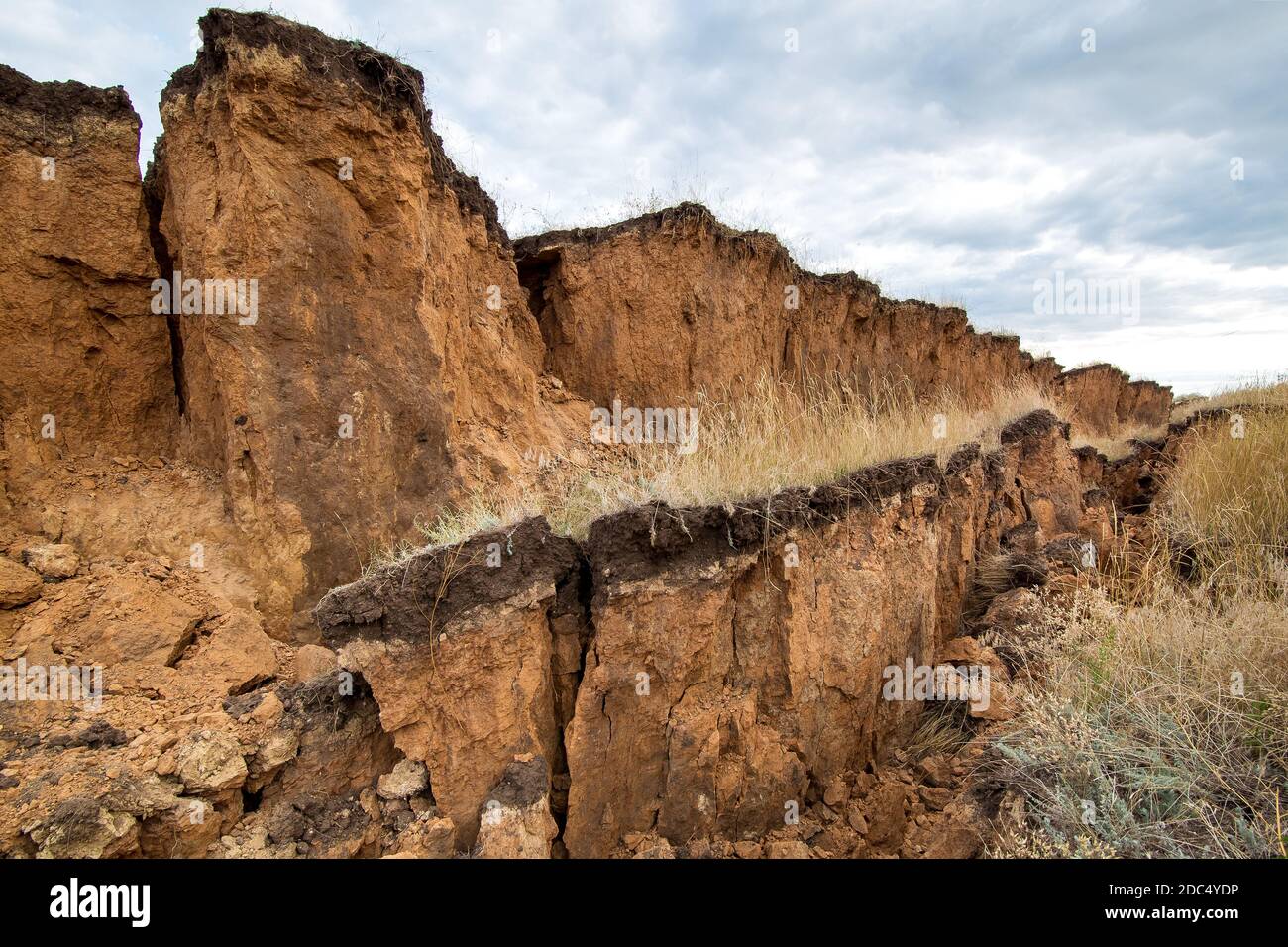 Soil landslide on slopes after degradation of the soil rain or ...