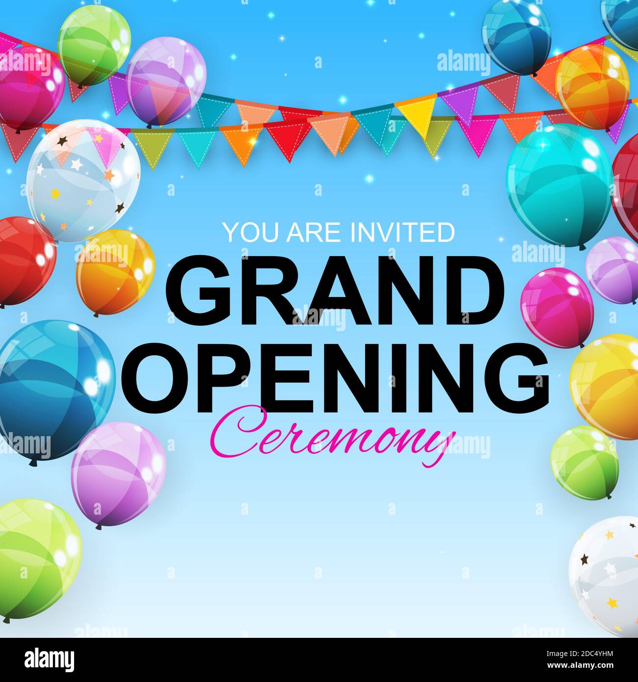 Grand Opening Card with Balloons Background. Illustration Stock Photo ...