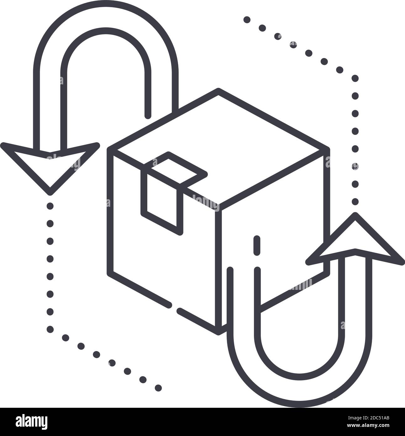 Return delivery icon, linear isolated illustration, thin line vector ...