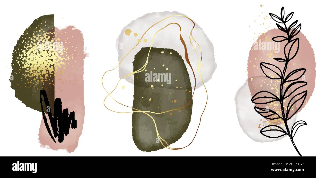 Abstract art watercolor minimalist print, blob frame shapes minimal ...