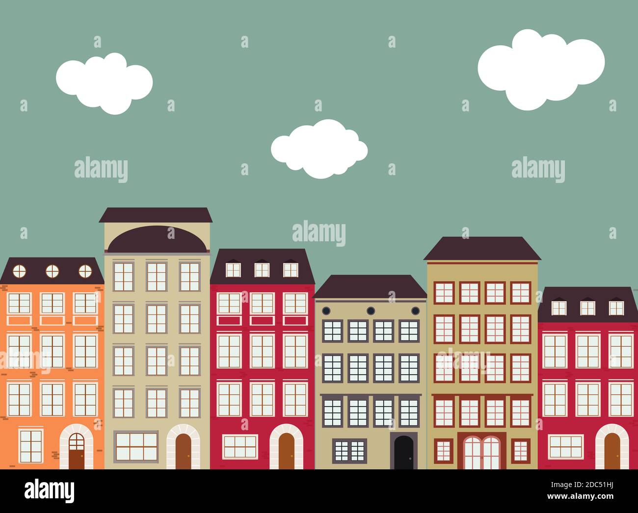 Little Town in retro Style. Illustration Stock Photo - Alamy