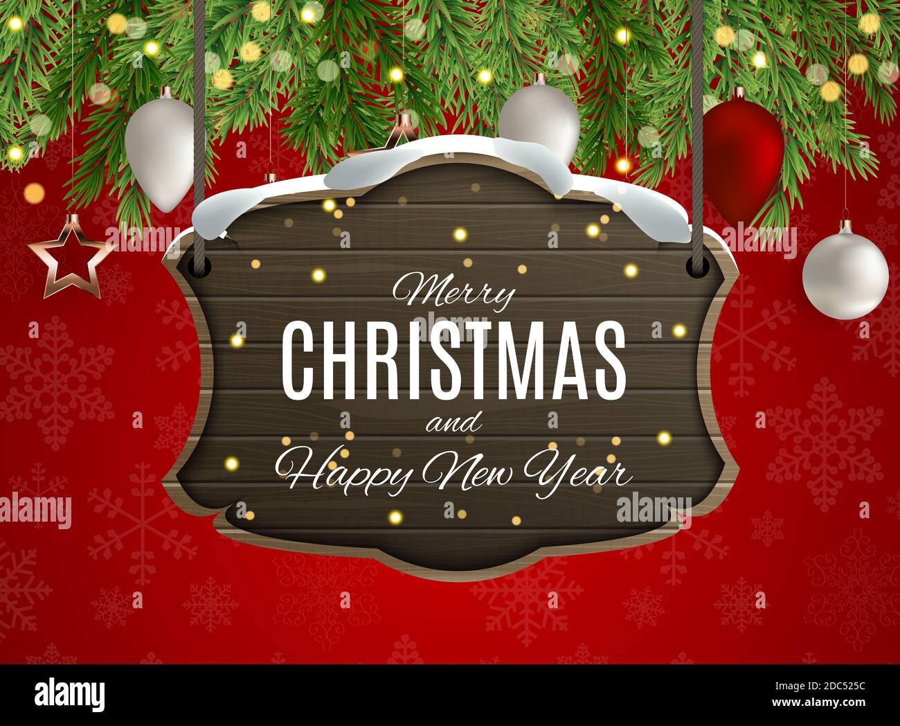 Merry Christmas and Happy New Year posters. illustration Stock Photo ...