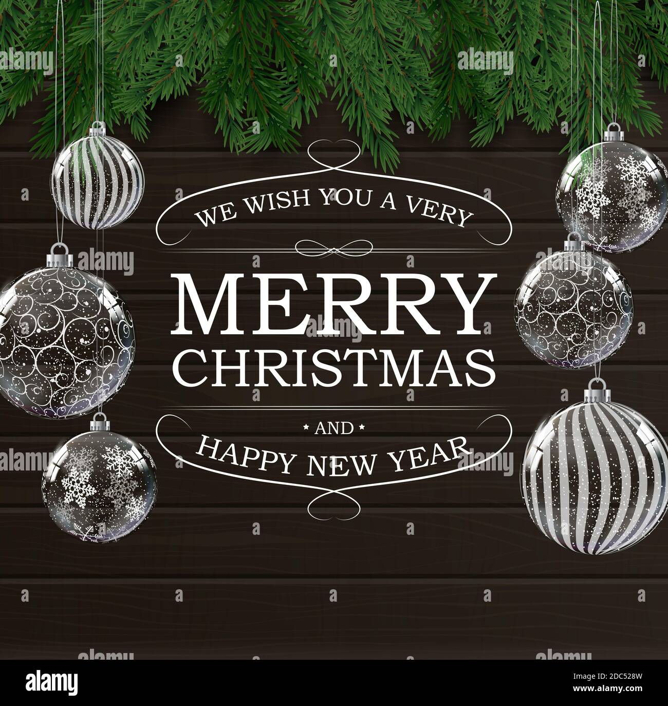 Merry Christmas and Happy New Year posters. illustration Stock Photo ...