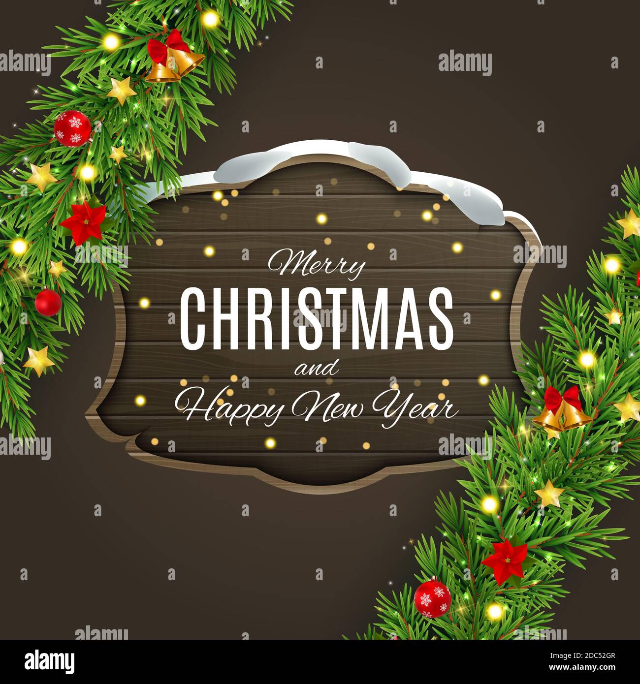 Merry Christmas and Happy New Year posters. illustration Stock Photo ...