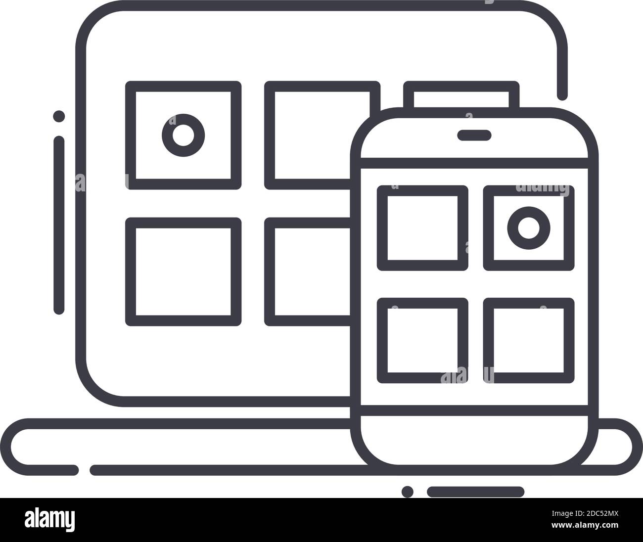 Responsive design page icon, linear isolated illustration, thin line ...