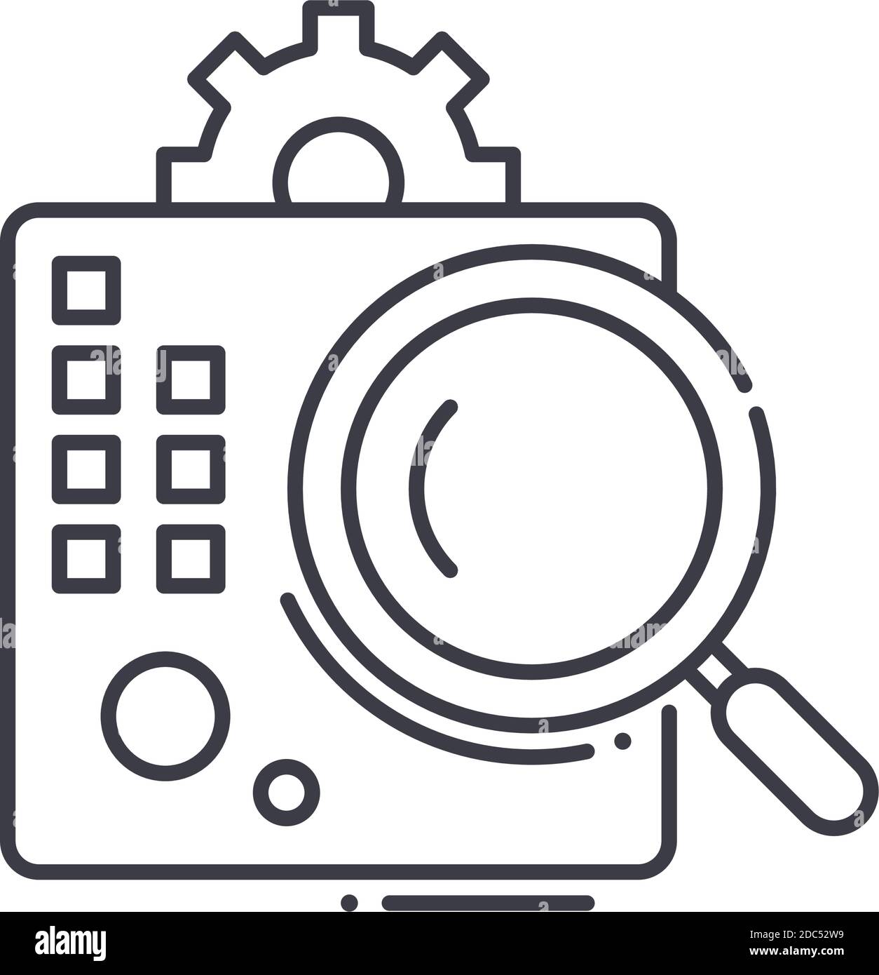 Researching icon, linear isolated illustration, thin line vector, web ...