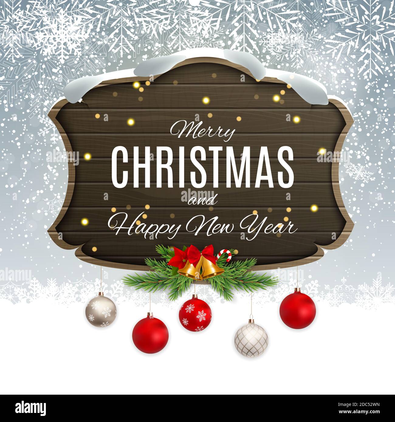 Merry Christmas and Happy New Year posters. illustration Stock Photo ...