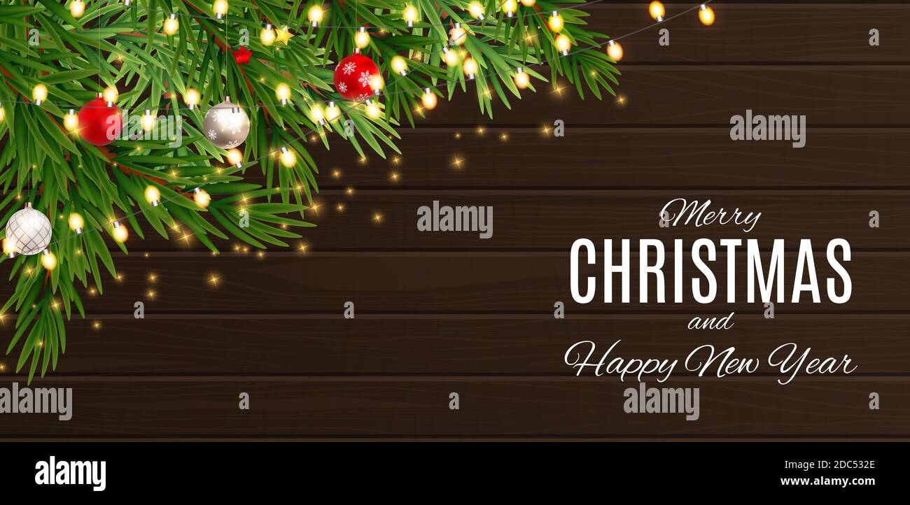 Merry Christmas and Happy New Year posters. illustration Stock Photo ...