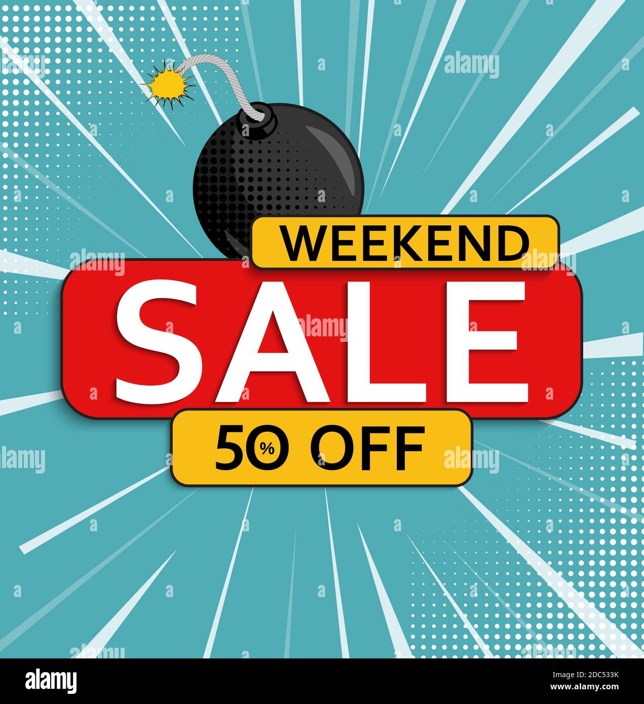 Abstract weekend sale poster. illustration Stock Photo - Alamy