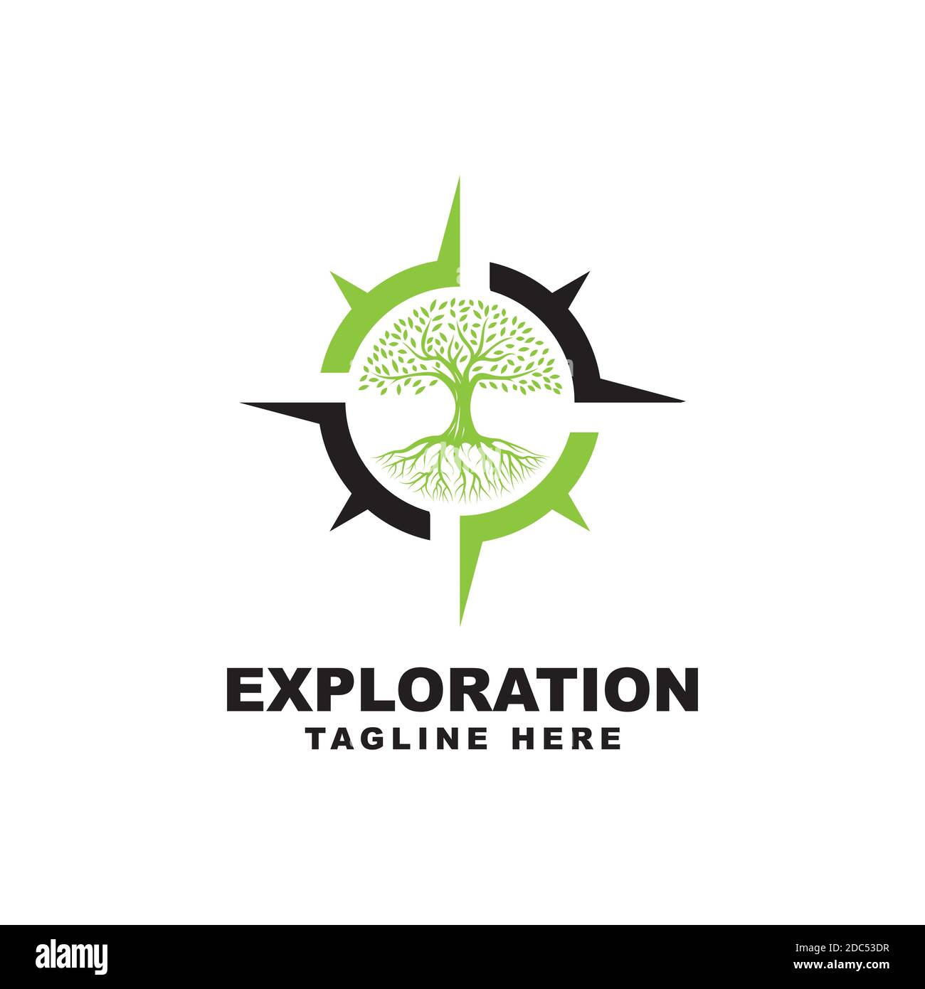 Compass with tree logo design vector template.creative destination ...