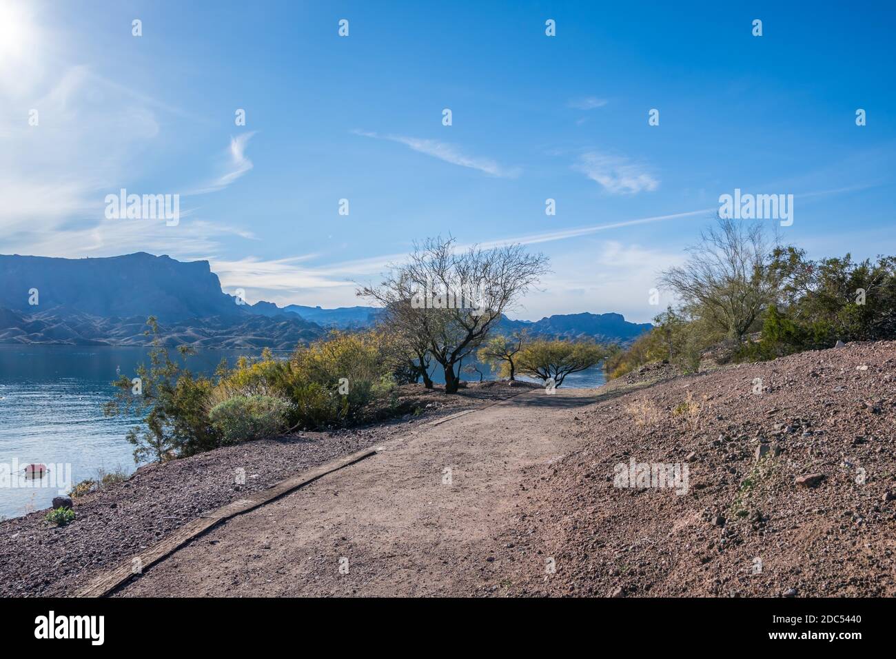 A breathtaking view of the lake in Cattail Cove SP, Arizona Stock Photo ...