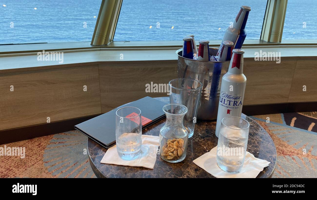 Ft. Lauderdale, FL/USA-10/30/19: Sixteen ounce aluminum bottles of ...