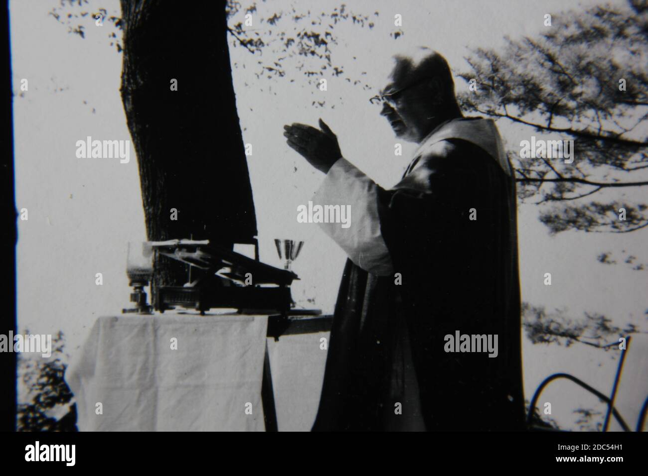 Fine 1970s vintage black and white photography of a Catholic priest ...